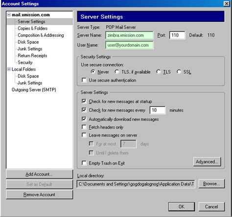 Thunderbird Configuration Xmission Wiki