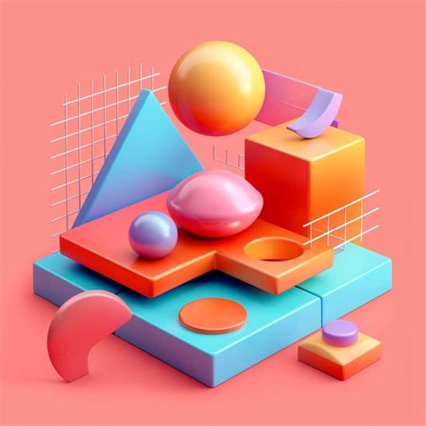 Trendy Geometric Figures Composition Generative Ai Premium Ai Generated Image