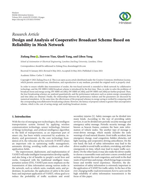 Pdf Design And Analysis Of Cooperative Broadcast Scheme Based On Reliability In Mesh Network