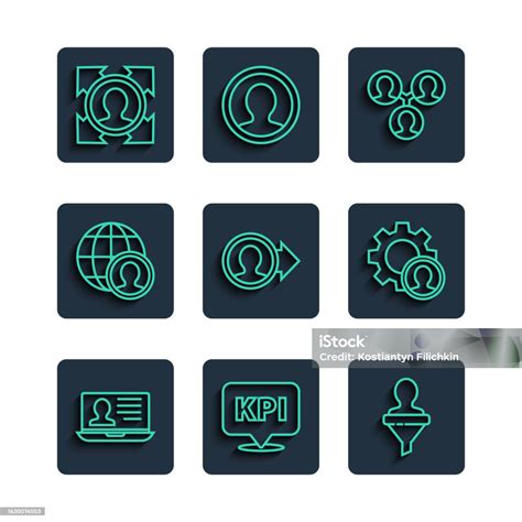 이력서 핵심 성과 지표 헤드 헌팅 프로젝트 팀 기반 계정 만들기 화면 지구본 및 사람 아이콘이 있는 라인 노트북을 설정합니다 벡터 0명에 대한 스톡 벡터 아트 및 기타