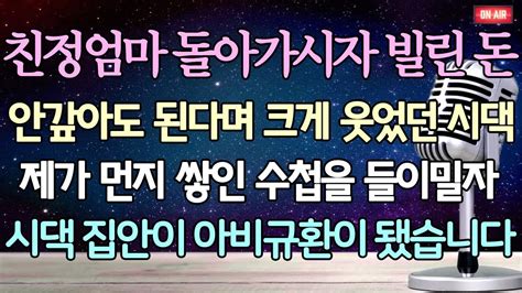 사이다 사연 친정엄마 돌아가시자 빌린 돈 안갚아도 된다며 크게 웃었던 시댁 제가 먼지 쌓인 수첩을 들이밀자 시댁 집안이