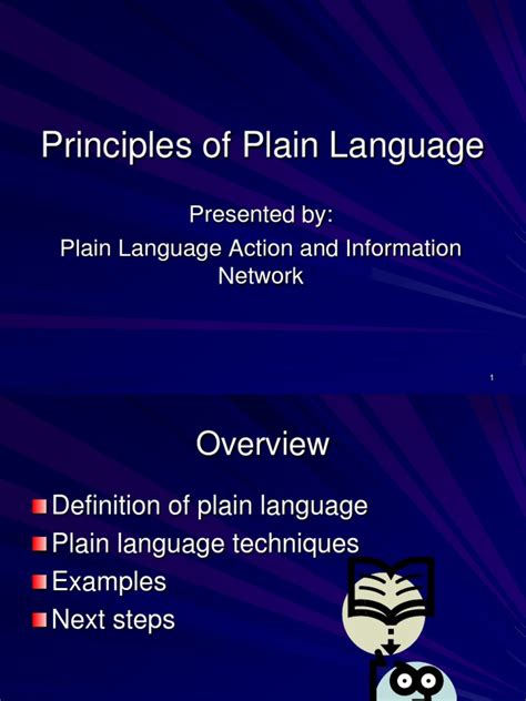 Principles Of Plain Language Presented By Plain Language Action And