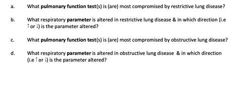 Solved A What Pulmonary Function Test S Is Are Most