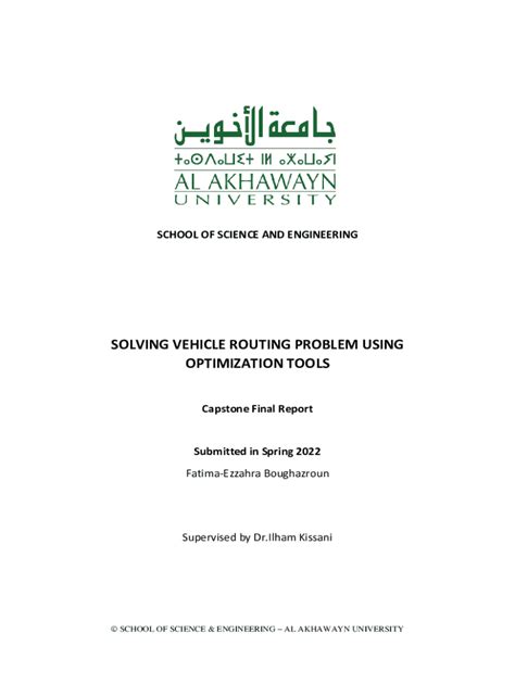 Fillable Online Solving Vehicle Routing Problem Using Optimization