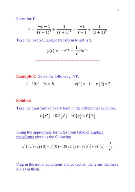 Solution 3c Solving Differential Equations Via Laplace Transforms