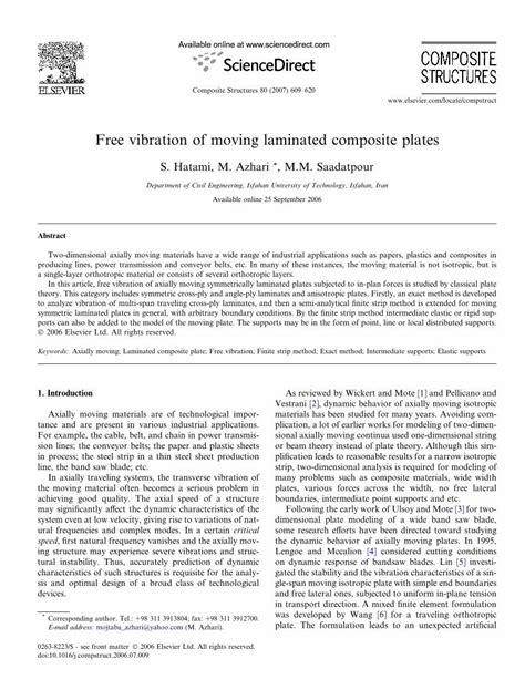 Pdf Free Vibration Of Moving Laminated Composite Plates Dokumentips