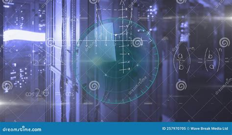 Animation Of Processing Circle And Math Formulas Over Servers Stock Video Video Of Video