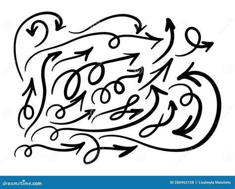 Set Of Hand Drawn Black Arrows Stock Illustration Illustration Of Graphic Thin 286962158