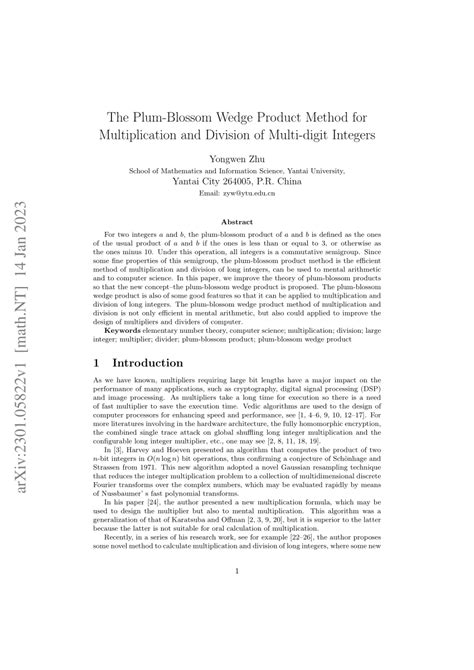 Pdf The Plum Blossom Wedge Product Method For Multiplication And