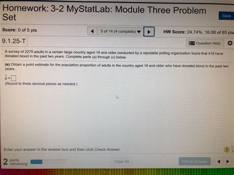 Solved Homework MyStatLab Module Three Problem Set Chegg Com