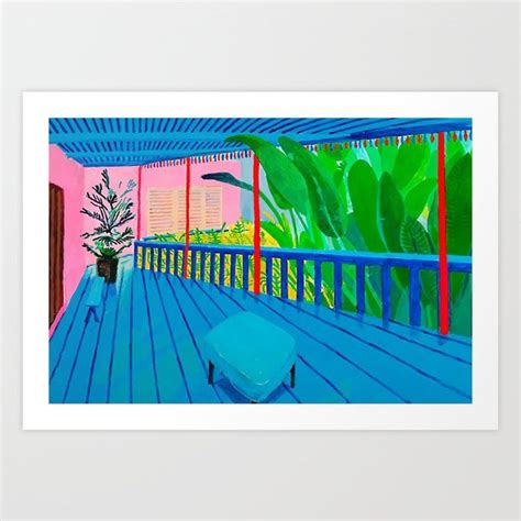 Garden With Blue Terrace Framed Of David Poster Art Print By