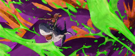 Chainsaw Man 2k Denji And Beam — Shark Ride Wallpaper 3840x1600 Wallpaper Abyss