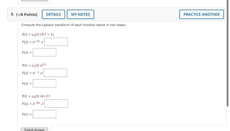 Solved [ 6 ﻿points]compute The Laplace Transform Of Each
