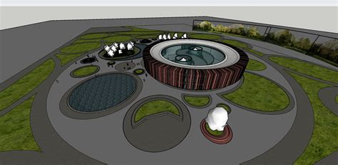 圆形玻璃穹顶博物馆su模型展览馆建筑土木在线