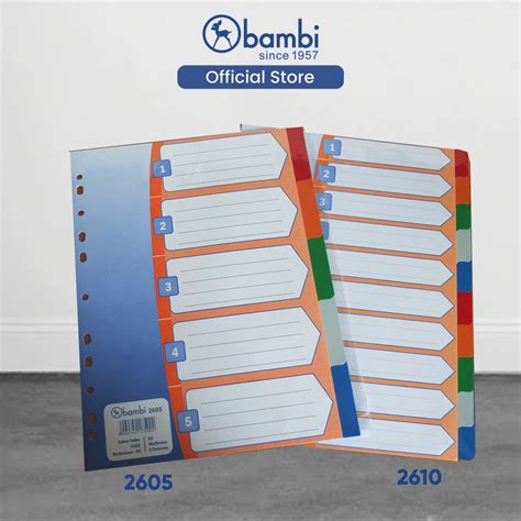 Bambi Colour Divider 5 Section A4 2605 Bambi Files