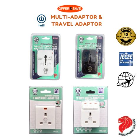 Iwill 3 Way Multi Adaptor Travel Adaptor Multi Adaptor Plug With Neon Indicator Plug With