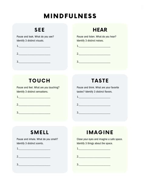 Printable Mindfulness Worksheets
