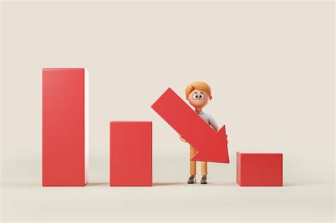 Premium Photo Cartoon Man And Falling Graph