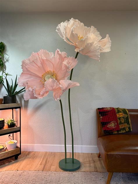 Giant Crepe Paper Poppy Flower Freestanding Whimsical Decor Etsy