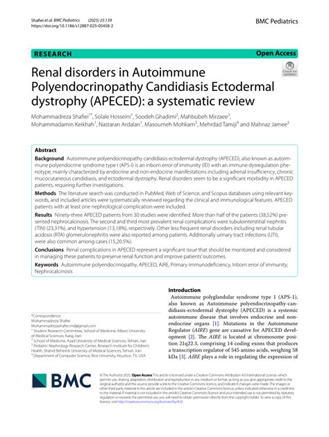 Pdf Renal Disorders In Autoimmune Polyendocrinopathy Candidiasis