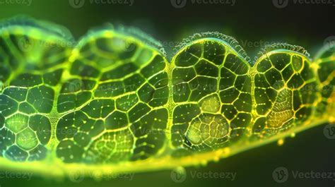 Closeup Of A Plant Leaf Illustrating The Daily Variation In Stomatal