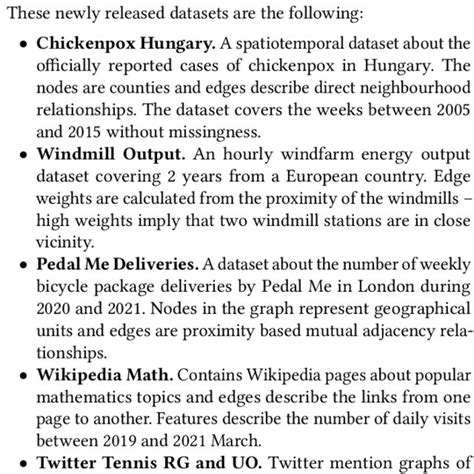 Properties And Granularity Of The Spatiotemporal Datasets Introduced In