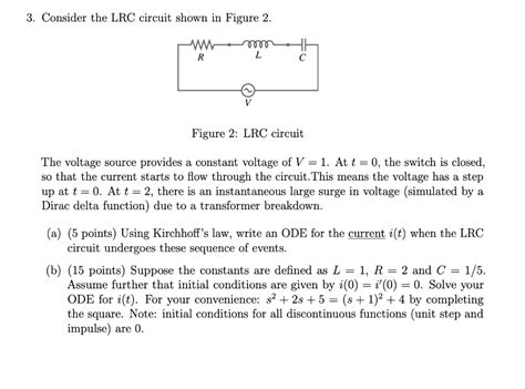 Solved 3 Consider The LRC Circuit Shown In Figure 2 R L C Chegg Com