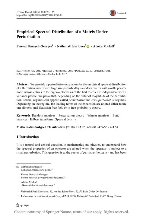 Empirical Spectral Distribution Of A Matrix Under Perturbation