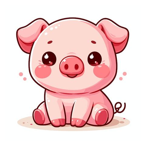 Premium Vector Cute Happy Pig Sitting Cartoon Vector On White Background
