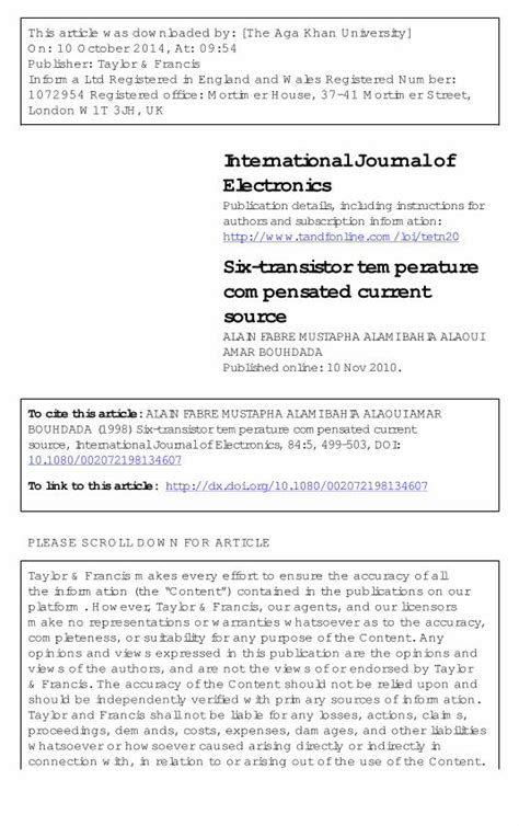 Pdf Six Transistor Temperature Compensated Current Source Dokumentips