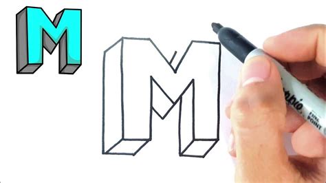 How To Draw M Letter 3d Easy The 3d Letter M Drawing Tutorial Youtube