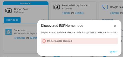 Cant Add Esphome Garage Controller To Ha Esphome Home Assistant Community