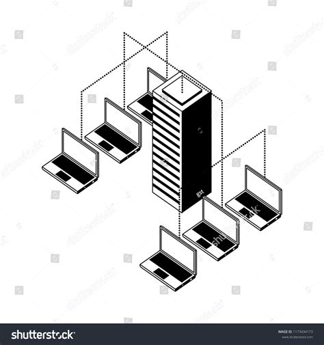Database Server Connection Transfer Data Laptops Stock Vector Royalty