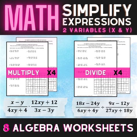 Simplify Algebraic Expressions W 2 Variables Sudoku Multiply X4 Divide X4