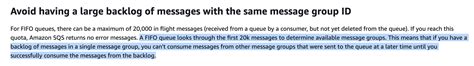 Amazon Web Services Aws Sqsfifo Reads The First 20000 Messages To Determine Message Groups
