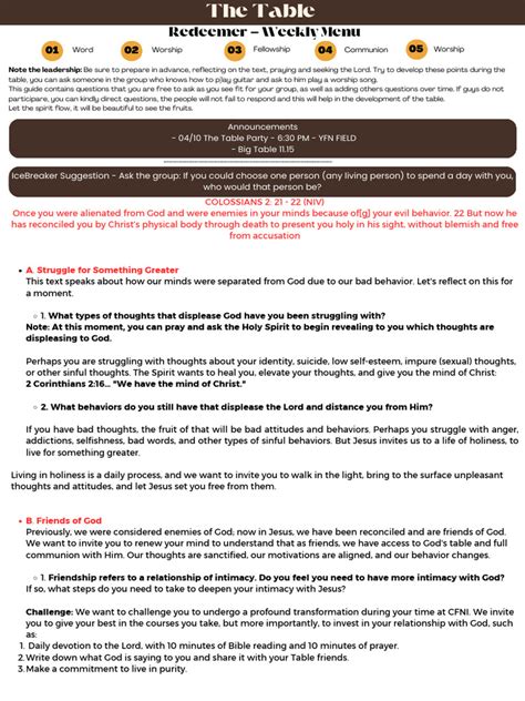 The Table Wk5 Pdf Jesus God