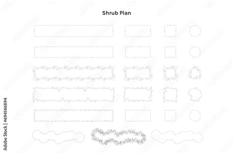 Set Of Shrub Tree Top View For Landscape Plan And Architecture Element Trees Plan Line Cad