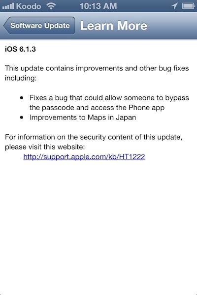 Apple Releases IOS 6 1 3 To Fix Passcode Bug IPhone In Canada