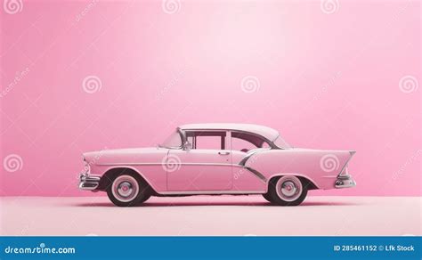 Side Center Shot Of Movie Themed Barbie Doll S Light Pink Car Stock