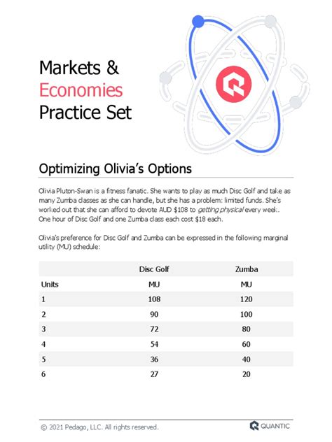 Optimizing Olivia Option Practice Set Pdf