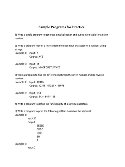 Sample Programs For Practice Pdf Matrix Mathematics Area