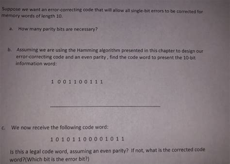 Solved Suppose We Want An Error Correcting Code That Will