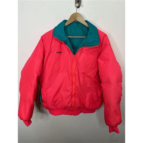 Vintage 1990s Columbia Puffer Thick Winter Puff Down Jacket Pink Teal