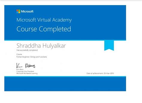 Completed Course In Python For Beginners Shraddha Hulyalkar