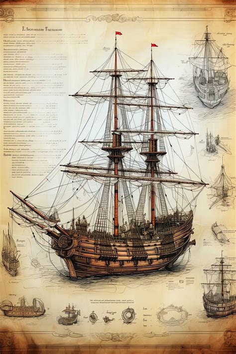 Caravel Ship Sketch Exploration Sailing And Discovery Nautical