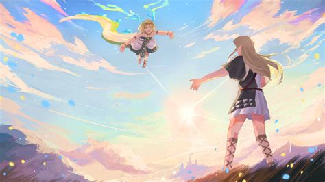 Link Princess Zelda And Light Dragon The Legend Of Zelda And More Drawn By Fuwafuwallen