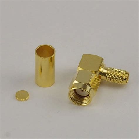 Right Angle Rp Sma Male Crimp Connector Clf200 Copper 500 Mhz At
