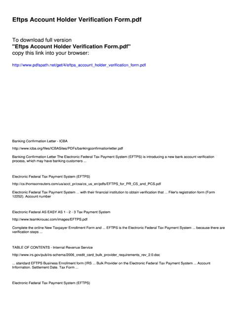 Fillable Online Eftps Account Holder Verification Form Fax Email Print