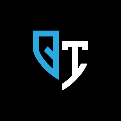 QT Abstract Monogram Logo Design On Black Background QT Creative Initials Letter Logo Concept