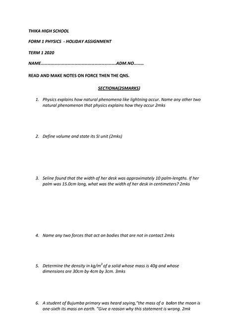 Solution Grade 9 Physics Assignment Studypool
